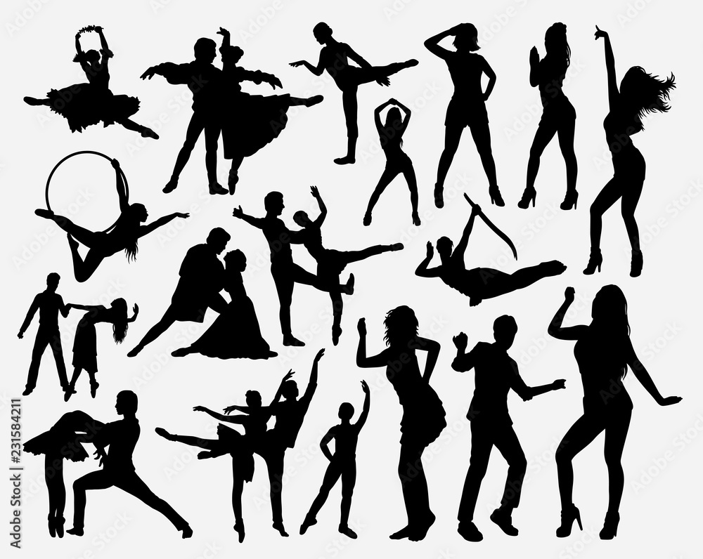 Dance competition silhouette for symbol, logo, web icon, mascot, game ...