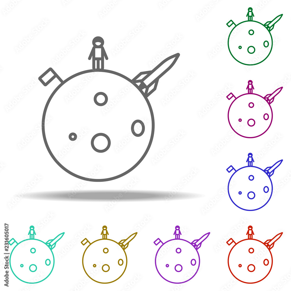 man on the moon icon. Elements of Cartooning space in multi color style ...