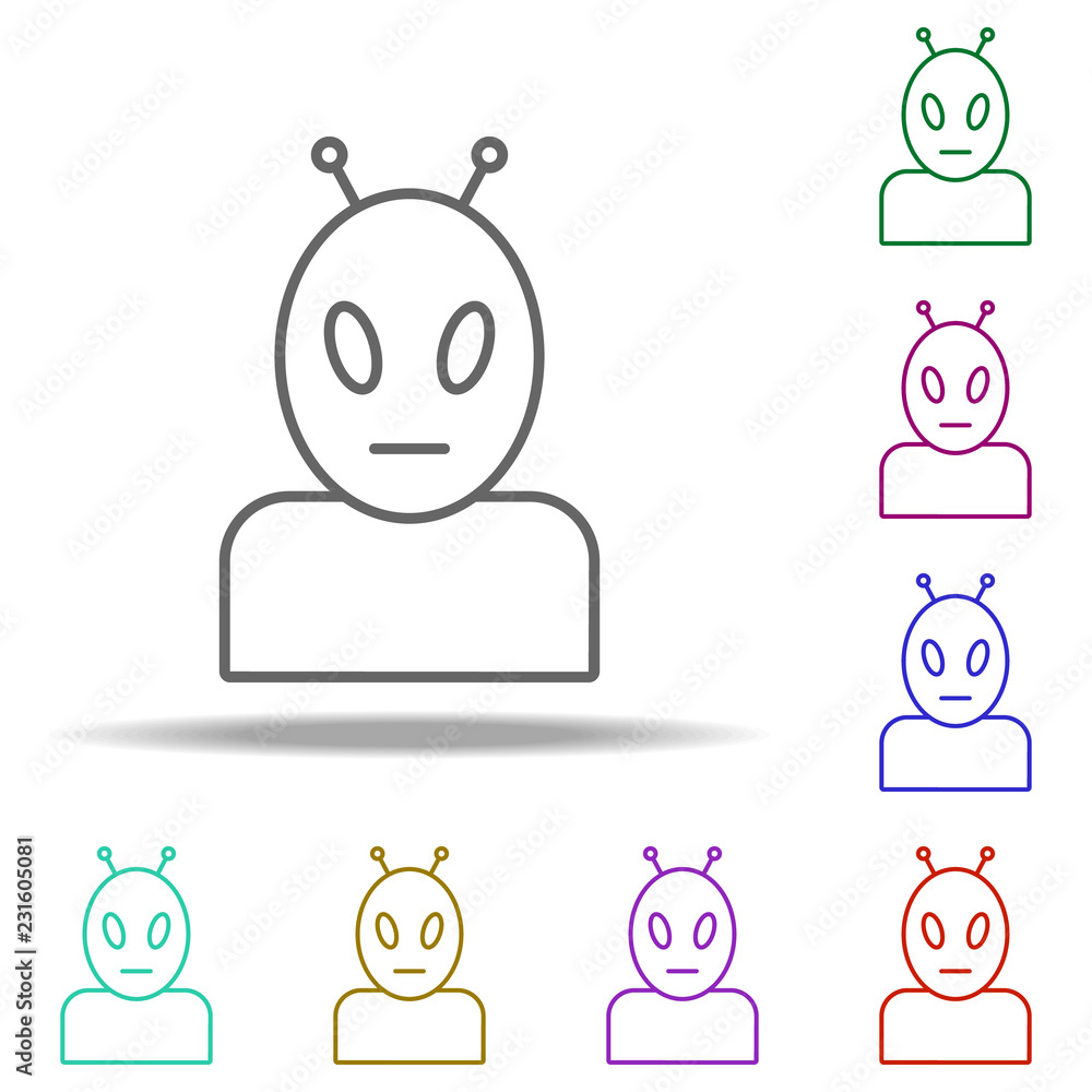 alien icon. Elements of Cartooning space in multi color style icons ...