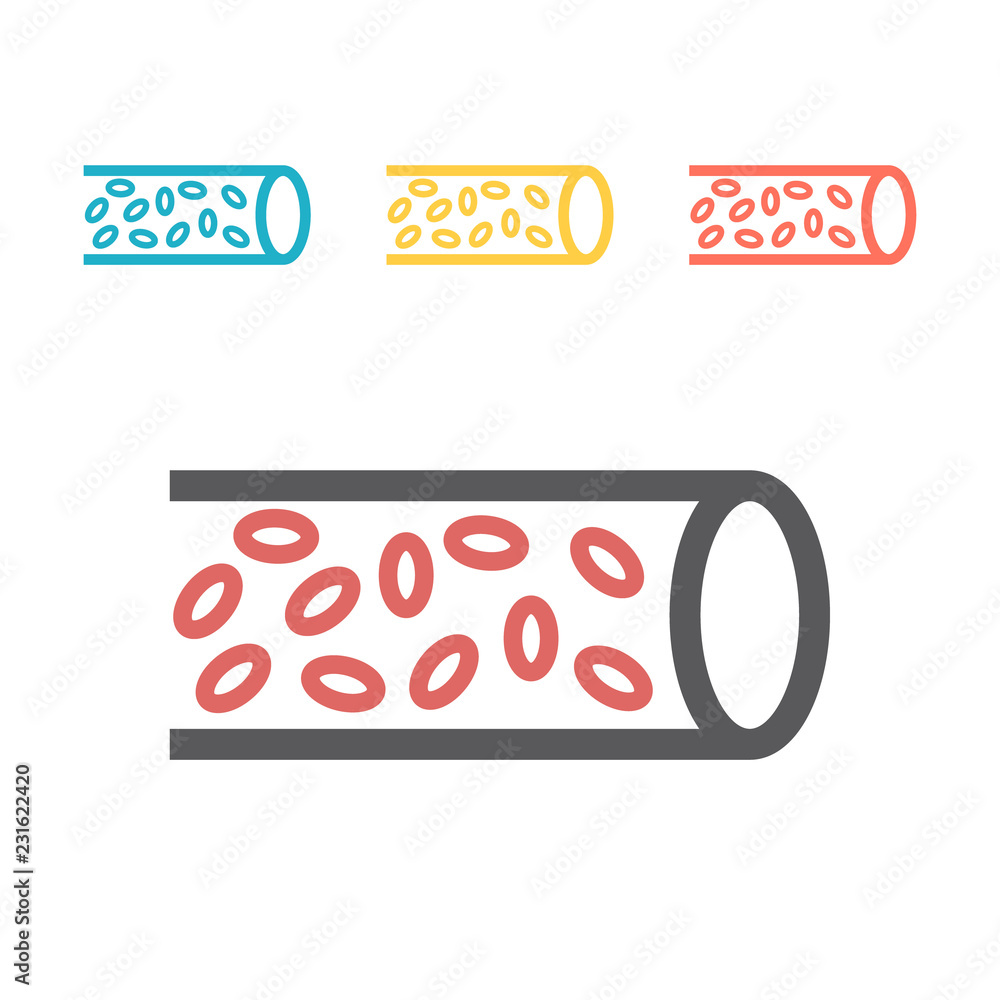 Vector medical line icon structure and blood components. Illustration ...