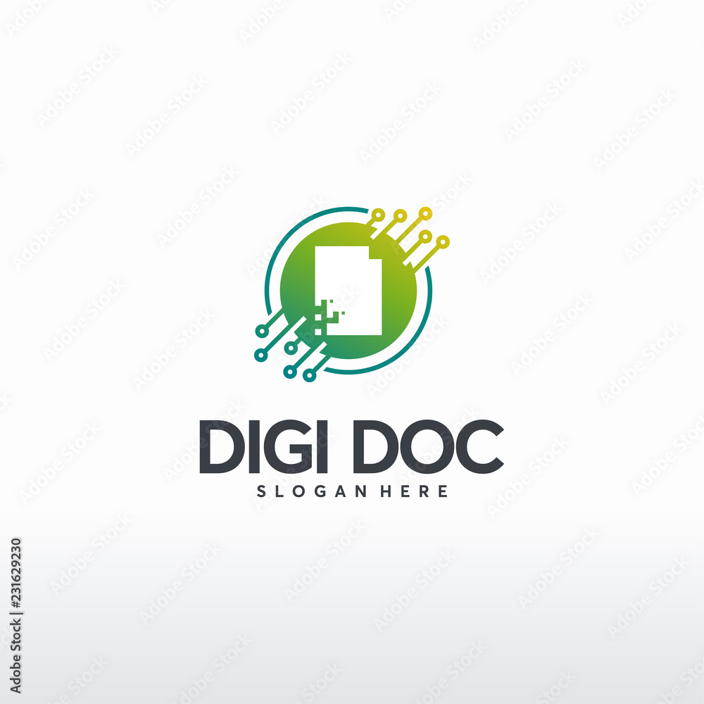 Digital Document logo designs concept vector, Pixel Document logo ...