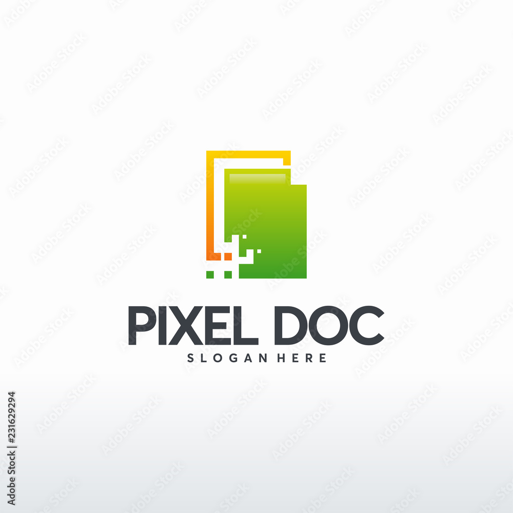 Digital Document logo designs concept vector, Pixel Document logo ...