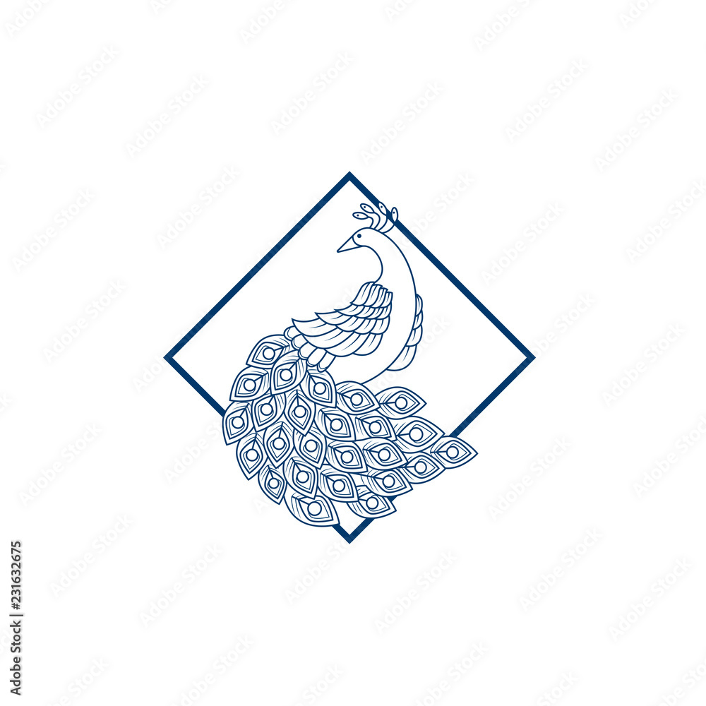 Creative Peacock logo design template. Peacock Logo Illustration With ...