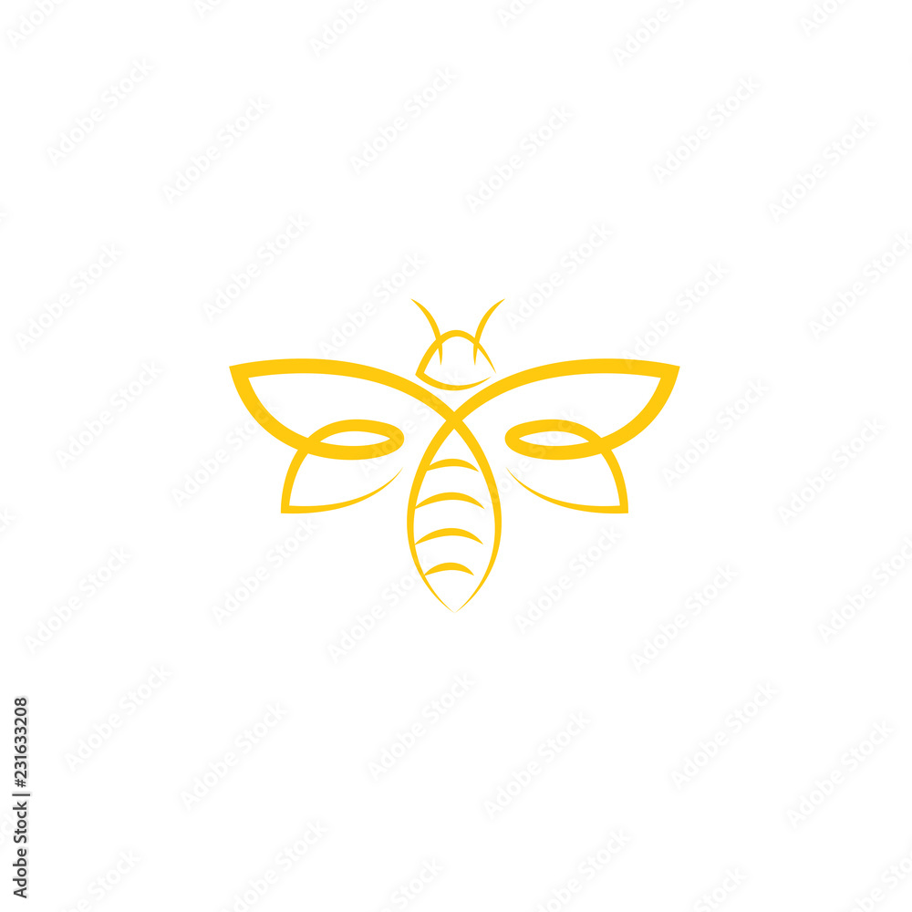 abstract Bee Logo design vector template. Outline icon, Creative bee ...