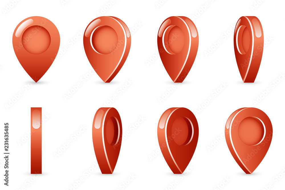 Rotating landmark showplace map pointer mark animation frames isolated ...