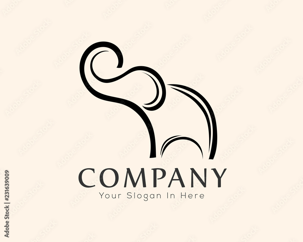 elephant drawing art logo design inspiration Stock Vector | Adobe Stock