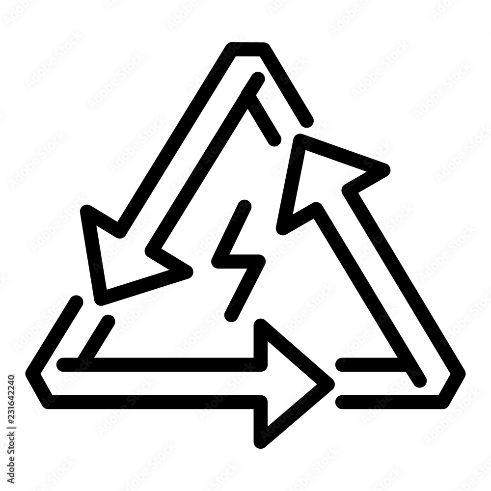 Triangular energy arrow icon. Outline triangular energy arrow vector ...