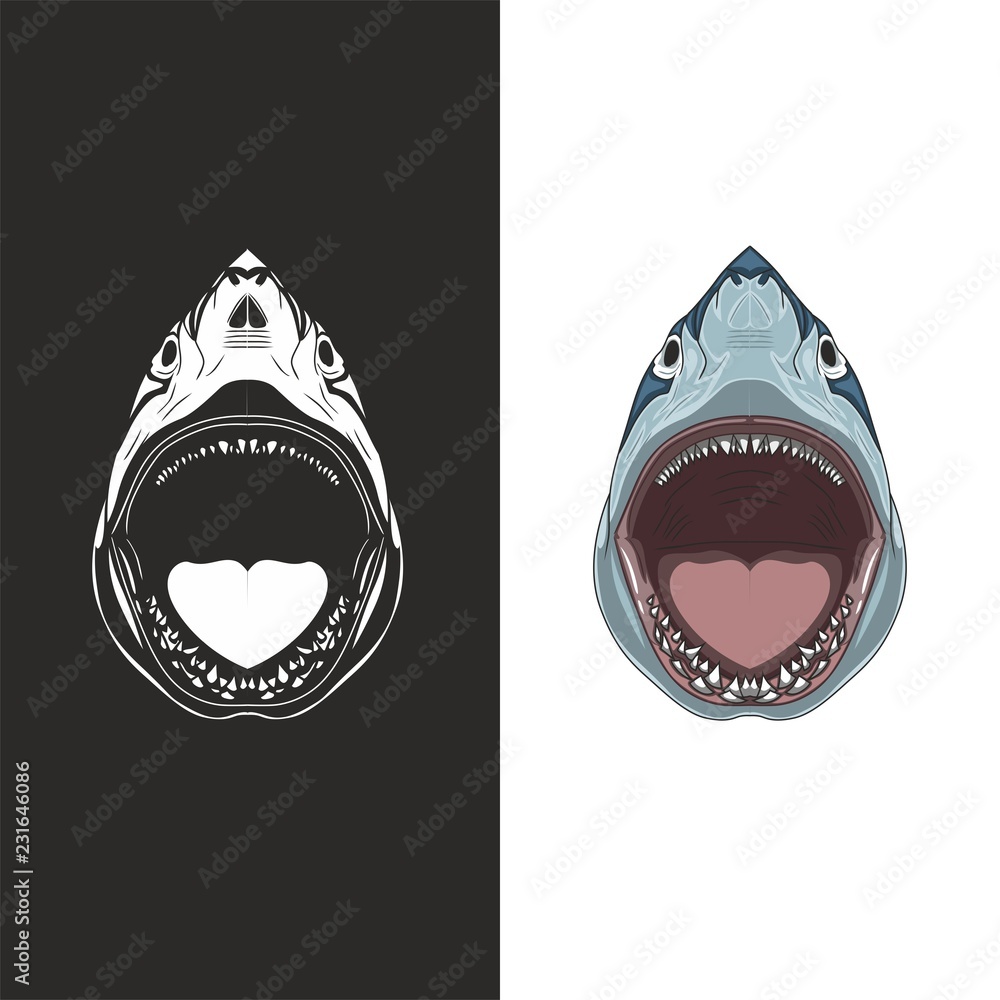 Angry shark face illustration Stock Vector | Adobe Stock