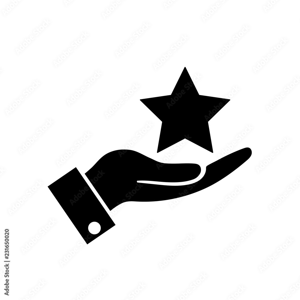 The hand holding the star icon logo on a white background Stock Vector ...