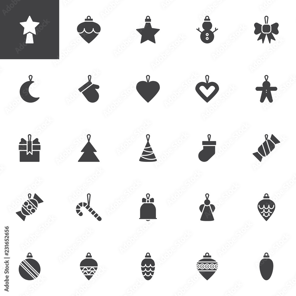 Christmas Toys vector icons set, modern solid symbol collection, filled ...