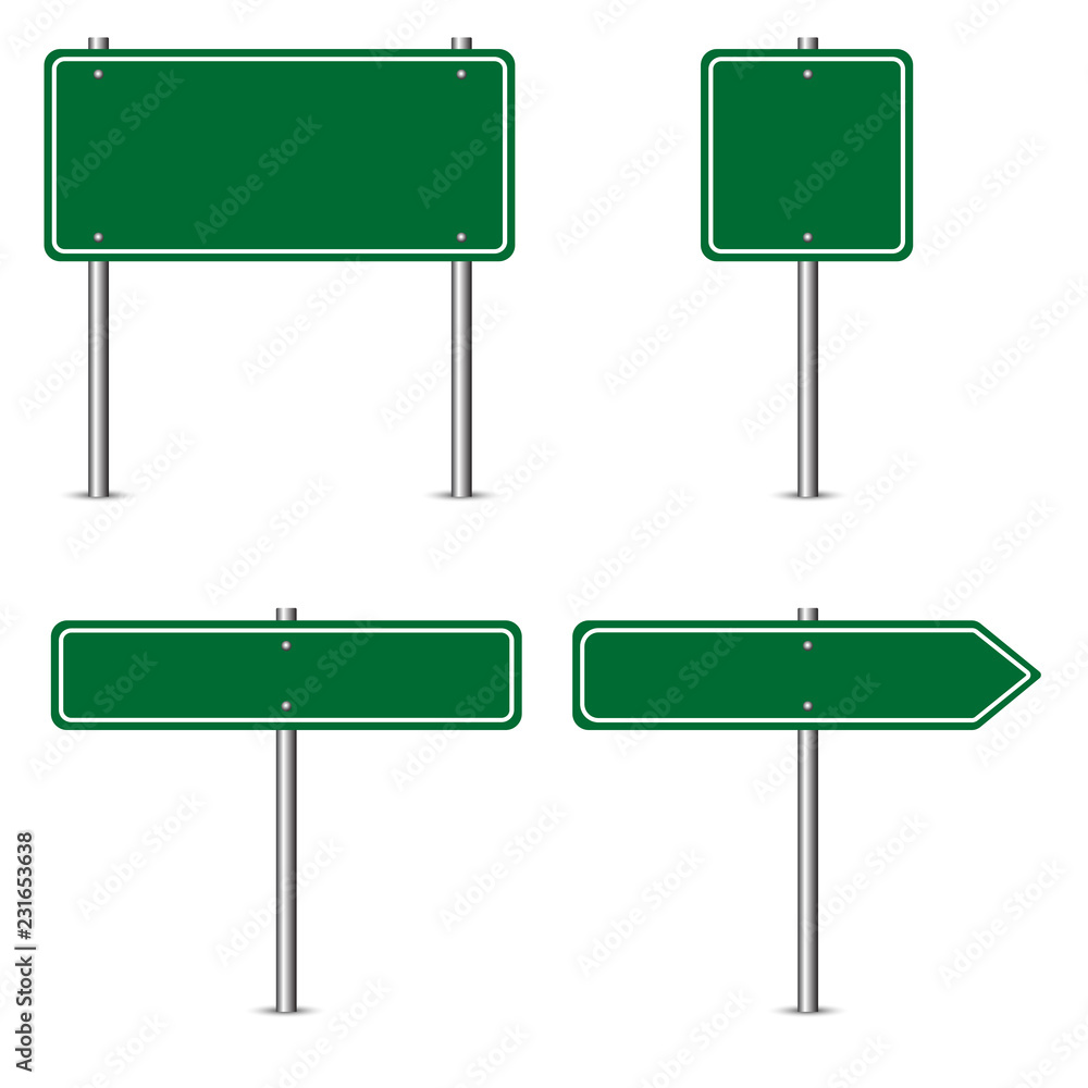 Blank green road sign Stock Illustration | Adobe Stock