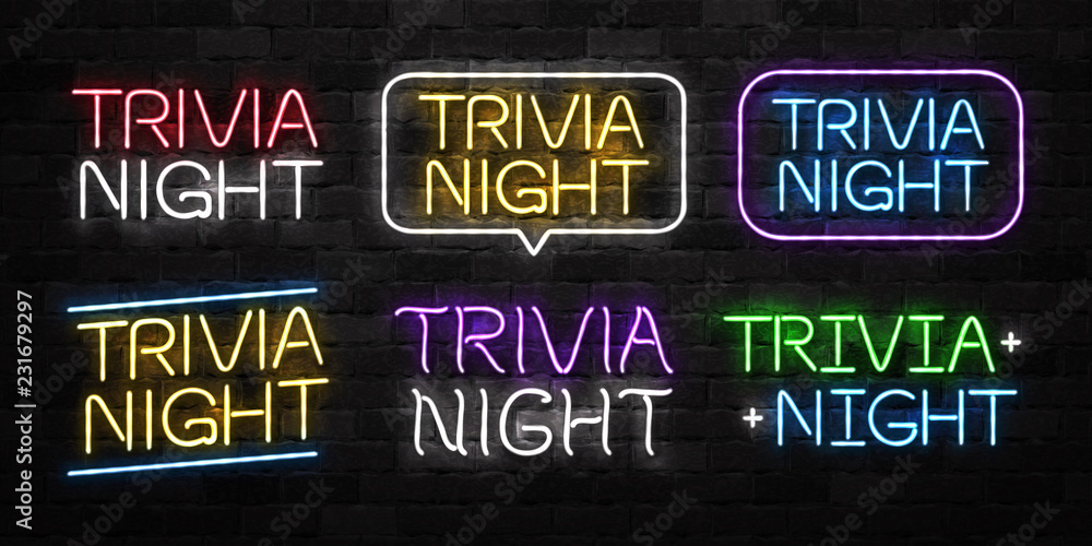 Vector realistic isolated neon sign of Trivia Night logo for decoration ...