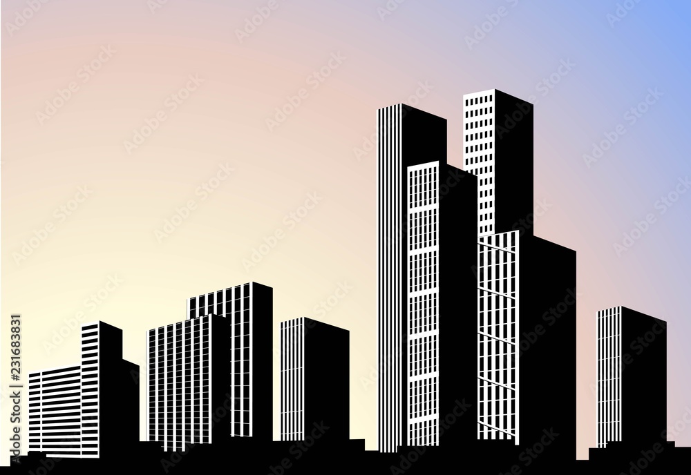 Vector city landscape background. City panorama. Town landscape with ...