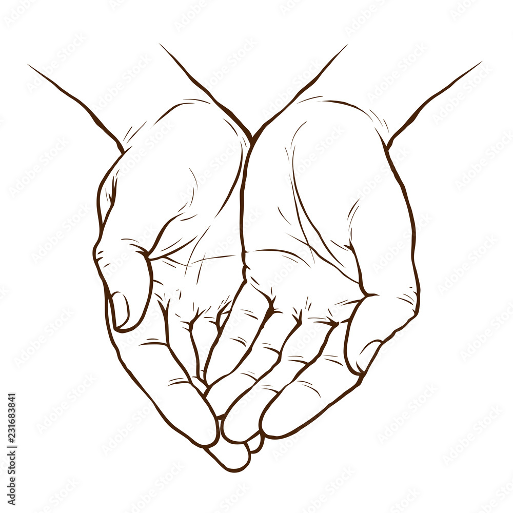 Cupped hands, folded arms sketch. Hand drawn vector illustration Stock ... Cupped hands, folded arms sketch. Hand drawn vector illustration Stock ...