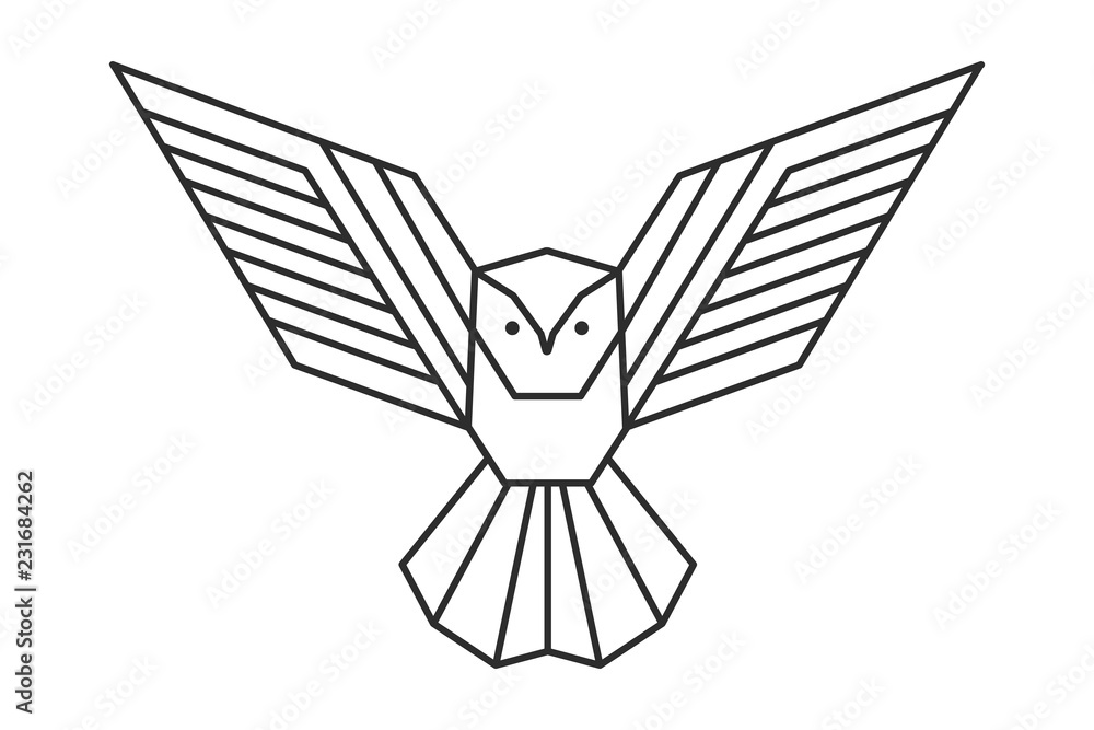 geometric owl logo or a sketch of the tattoo Stock Vector | Adobe Stock