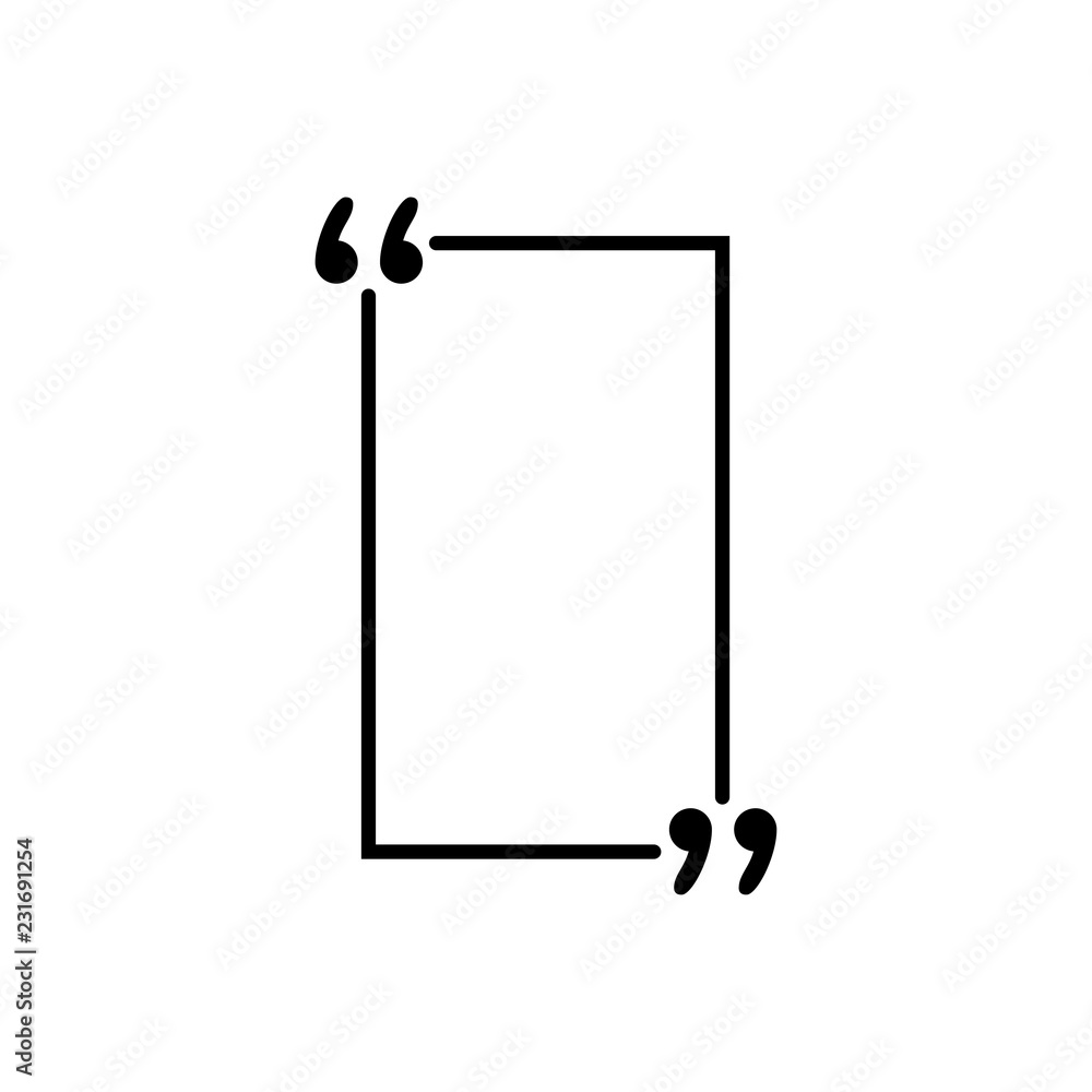 Quotes icon vector. Quotemarks outline, speech marks, inverted commas ...