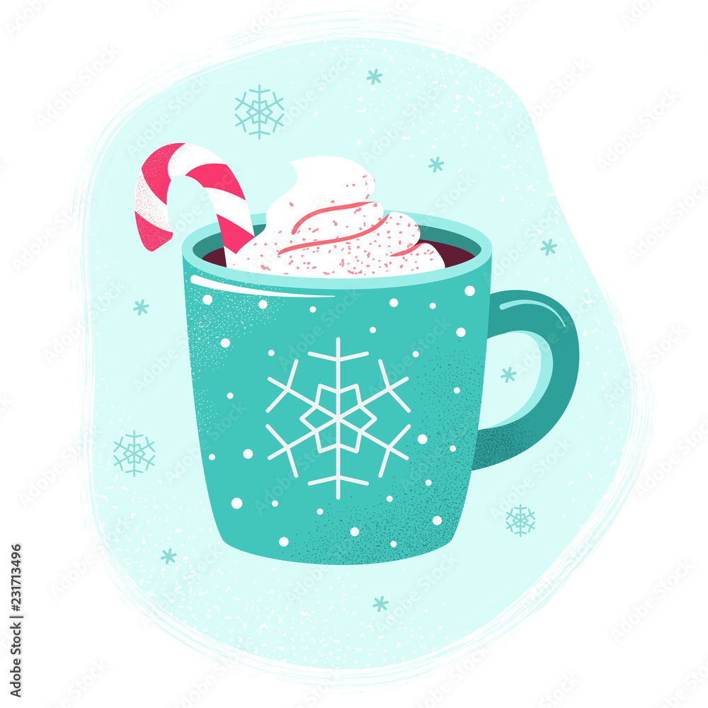 Winter hot drink cup cocoa hot chocolate marshmallows Stock Vector ...