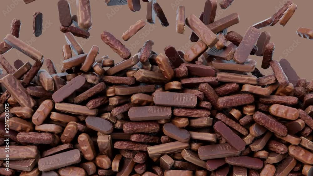 Vidéo Stock Mix of chocolates falling down from above and filling the ...