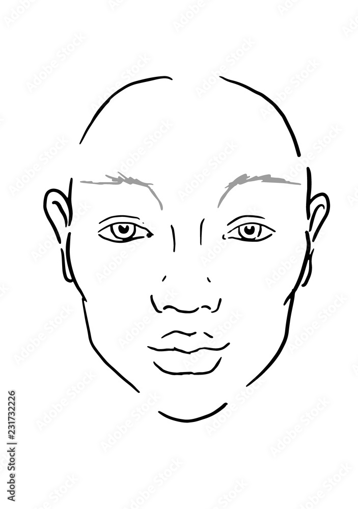 Face chart Makeup Artist Blank. Template. Vector illustration. Stock ...