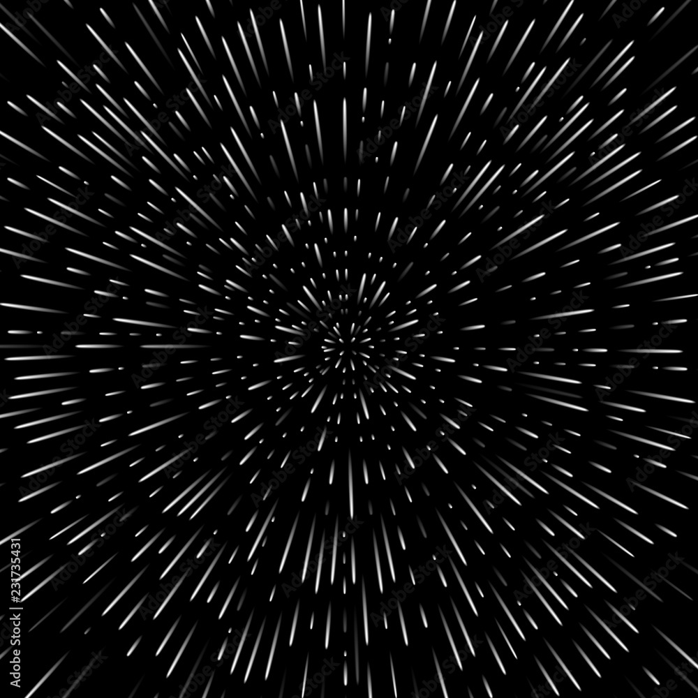 Vector abstract background with Open Space Star Warp or Hyperspace Travel. Big bang illustration ...