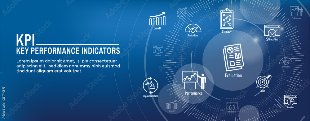 KPI - Key Performance Indicators Web Header Banner and Icon set Stock ...