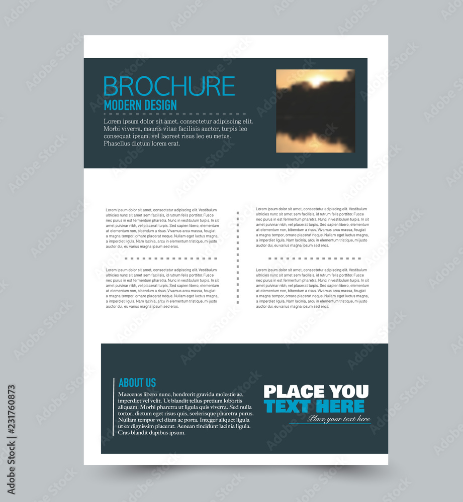 Grafika wektorowa Stock: Blue flyer design template with built in ...