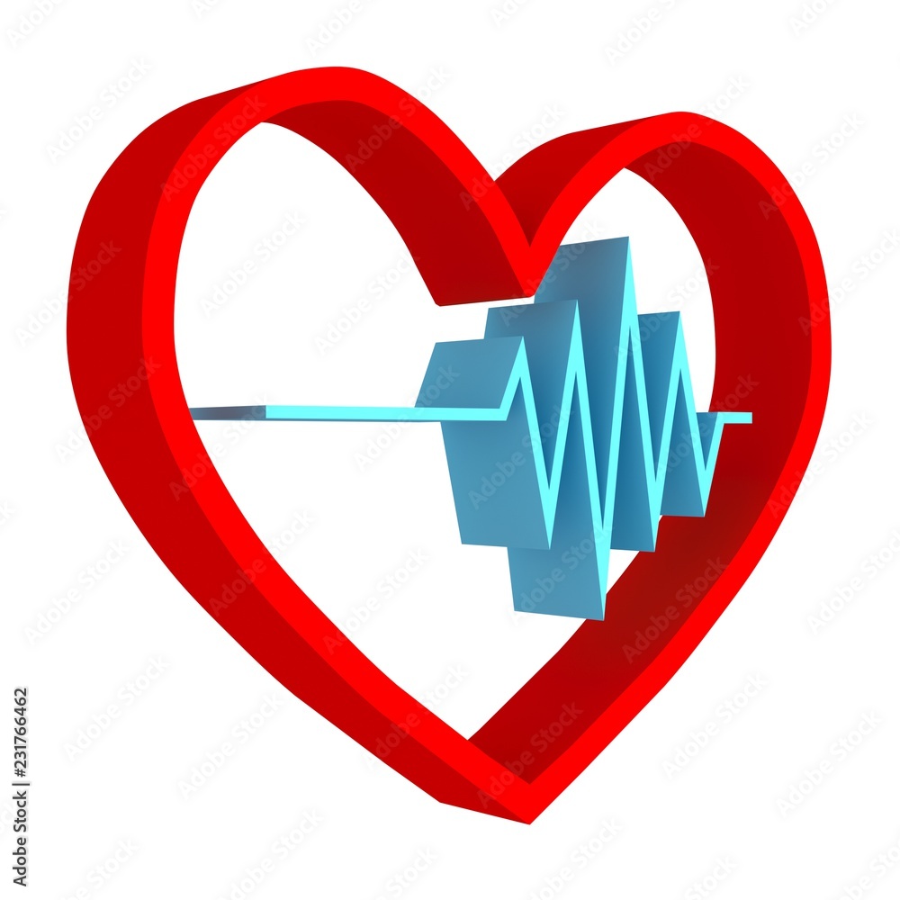 heart rhythm logo. pulse simbol - 3D render Stock Illustration | Adobe ...