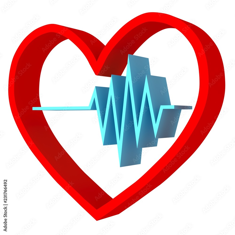 heart rhythm logo. pulse simbol - 3D render Stock Illustration | Adobe ...