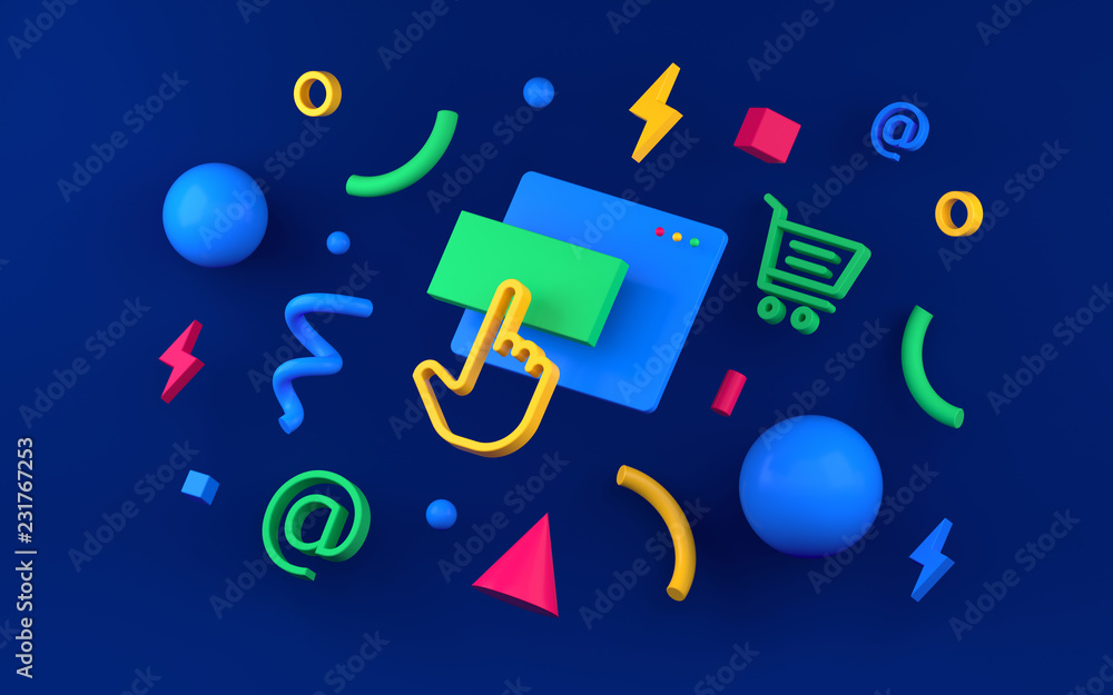 Abstract colored geometric shapes for web design. 3d render Stock ...