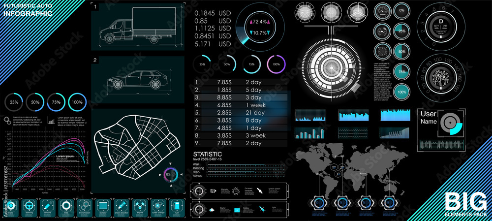 Modern auto infographic vector template with statistics graphs and car ...
