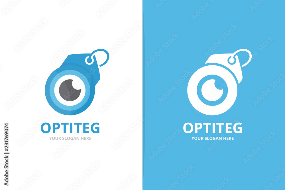Vector eye and tag logo combination. Optic and shop symbol or icon ...