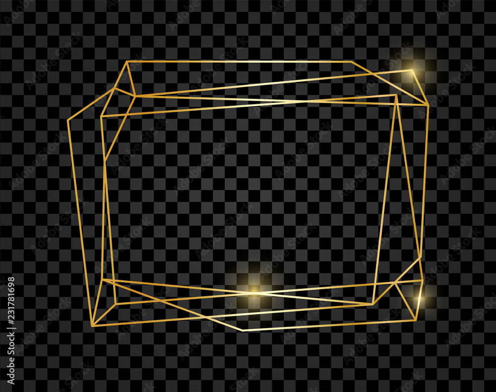 Vintage shining gold geometric frame isolated on transparent background ...