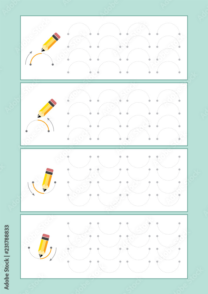 Tracing Lines vector for preschool or kindergarten and special ...