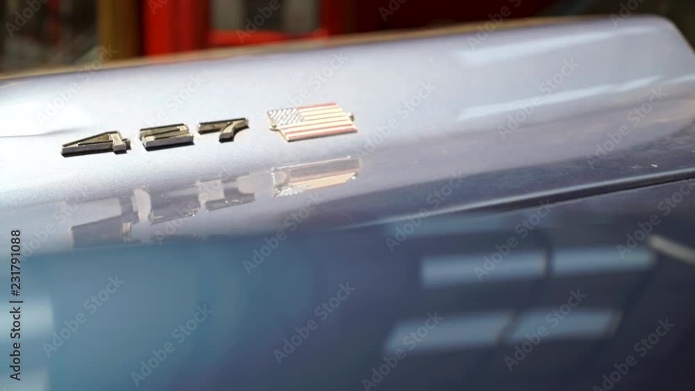 Vidéo Stock Hood markings from classic American sports car. | Adobe Stock