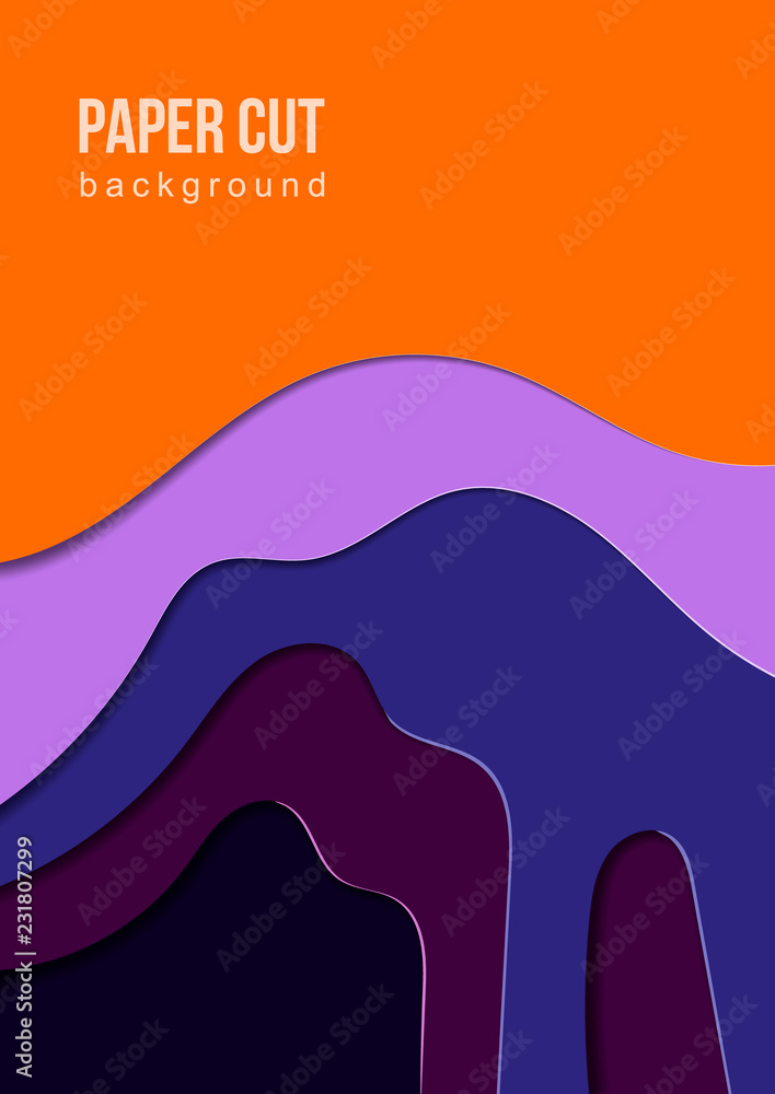 3D abstract cut paper shapes. Design vertical banner for business ...