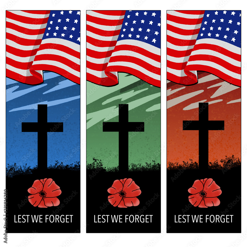 World War banner. Lest we forget. Original design. Stock Illustration ...