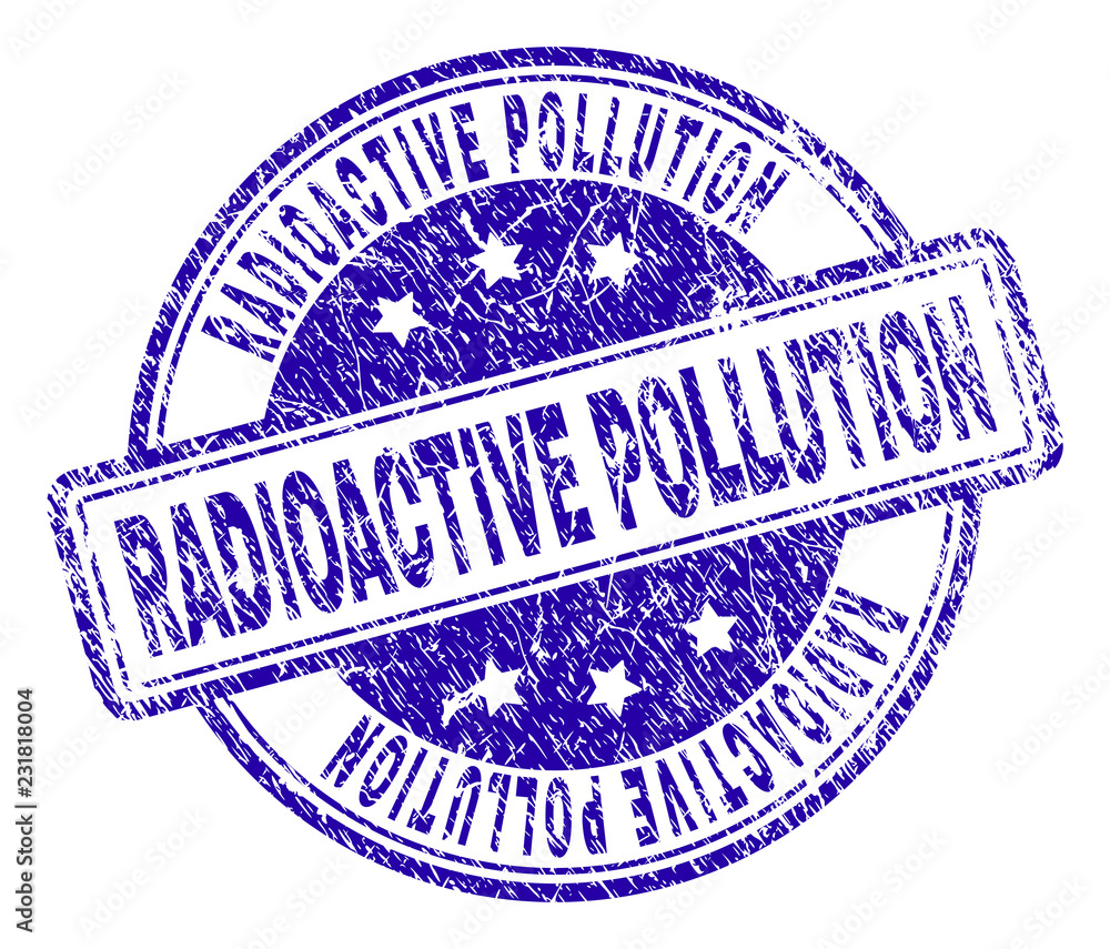 RADIOACTIVE POLLUTION stamp seal imprint with grunge texture. Designed ...