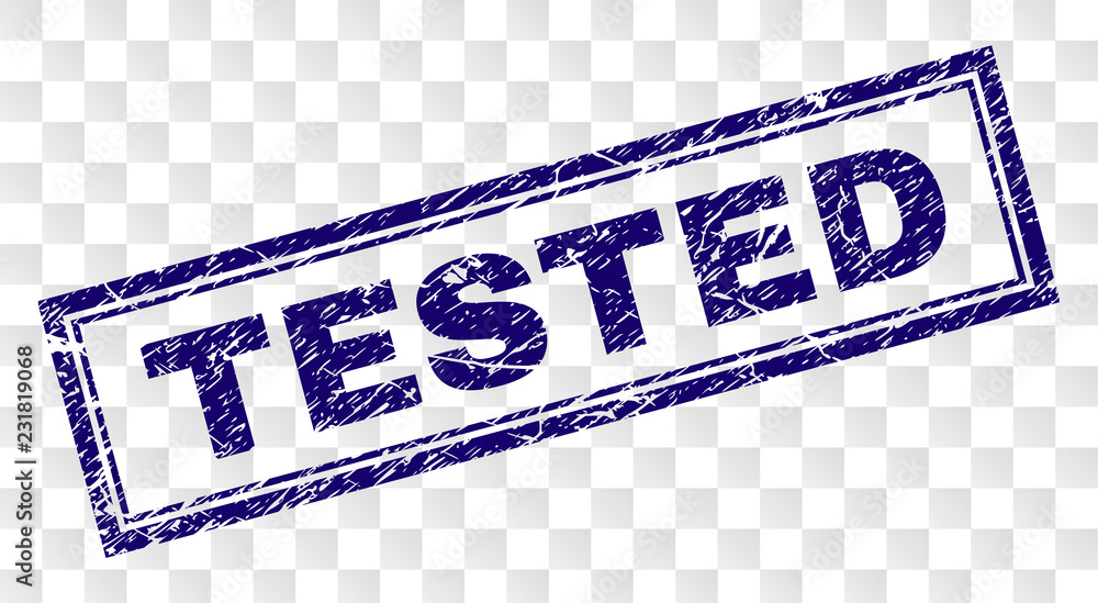 TESTED stamp seal imprint with rubber print style and double framed ...