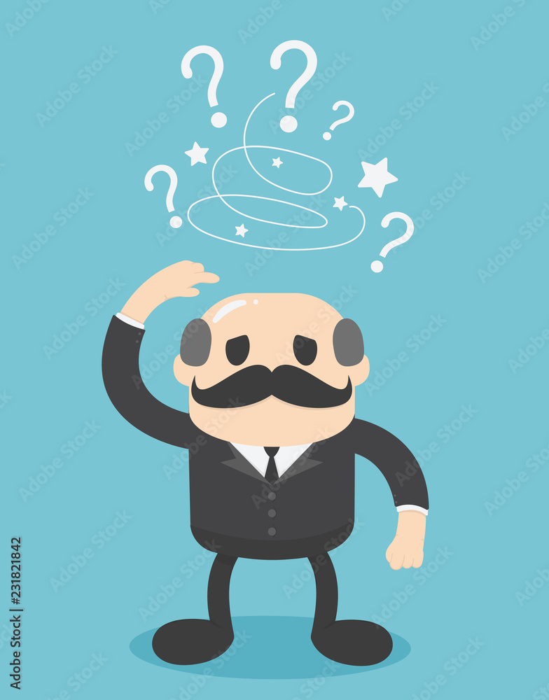 Elderly business people are scratching their heads with suspicious ...