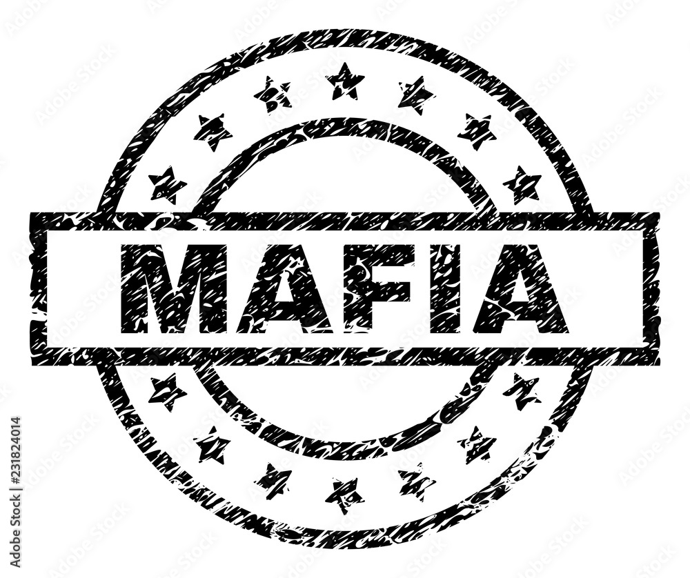 MAFIA stamp seal watermark with distress style. Designed with rectangle ...