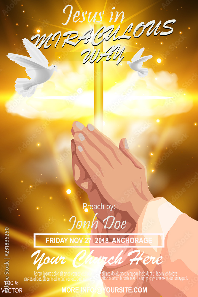 Christian poster template invitation. Religious flyer card for the ...