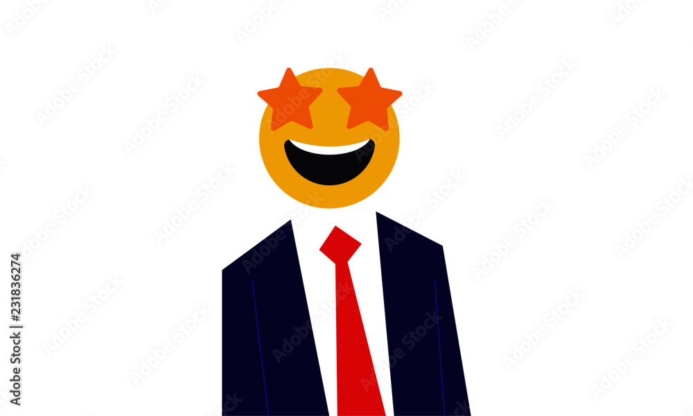 Star-Struck Emoji head man. Vector illustration of a man with emoji ...