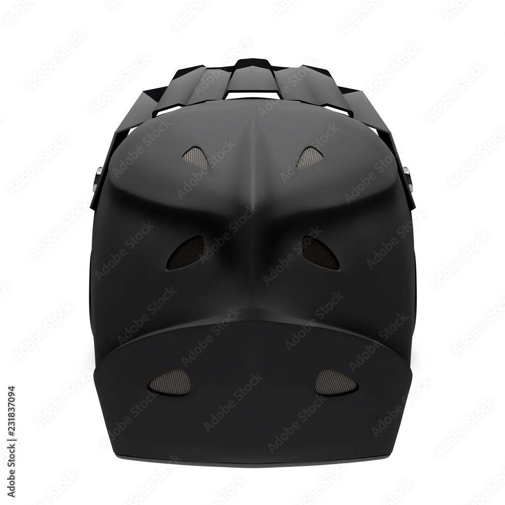 Sport Motorcycle Full Face Helmet. Back view. Sport equipment. Black ...