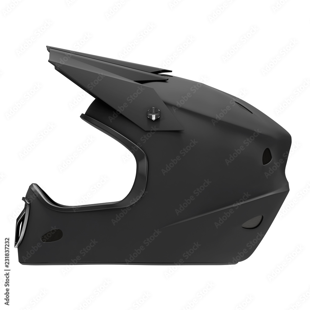 Sport Motorcycle Full Face Helmet. Side view. Sport equipment. Black ...