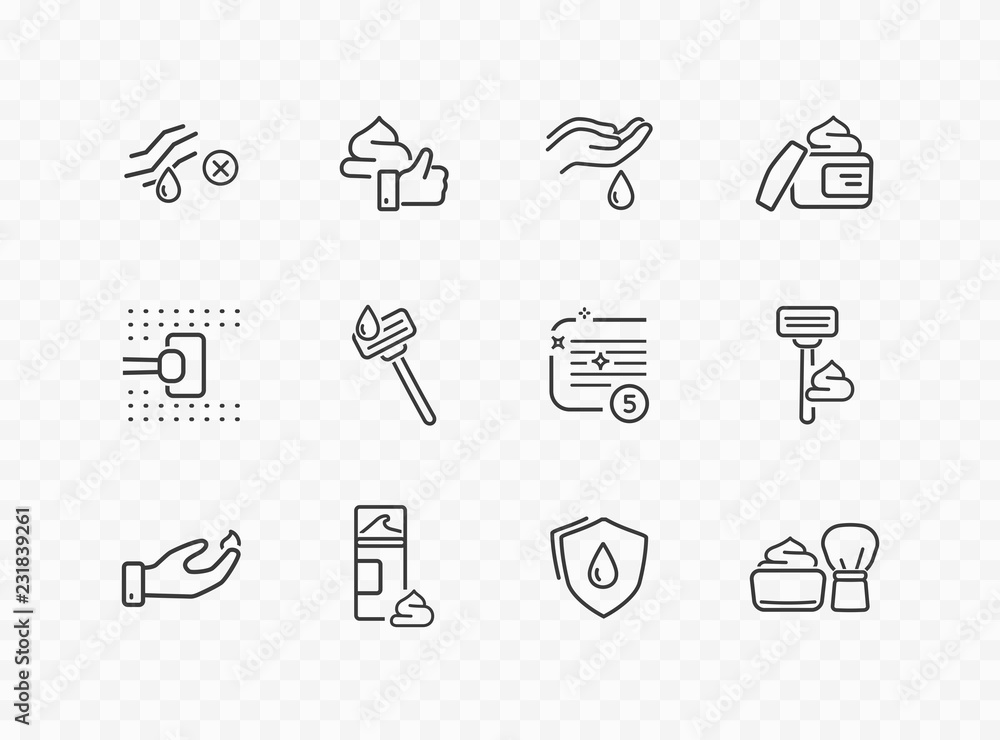 Shave line icon set isolated on transparent background. Vector care ...