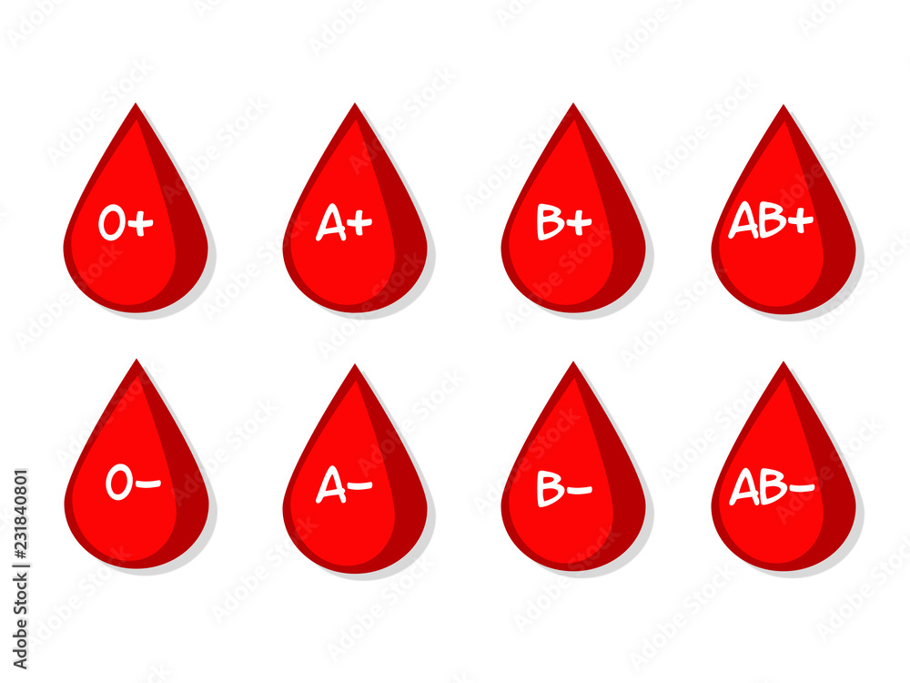 Blood types set of drops. Stock Illustration | Adobe Stock