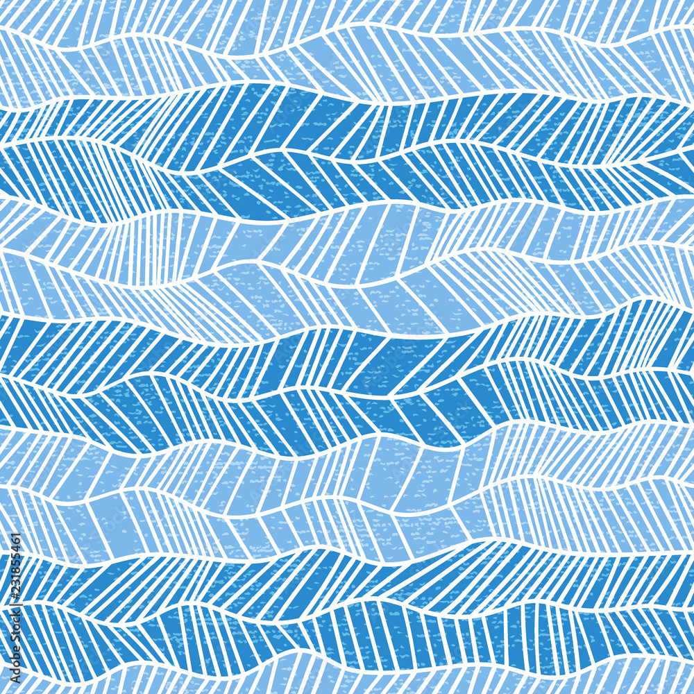 Seamless wavy pattern. Horizontal braids drawn by hand. Blue and white ...
