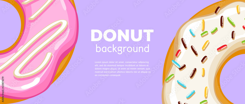 Colorful donuts background. Sweet bakery vector. Stock Vector | Adobe Stock