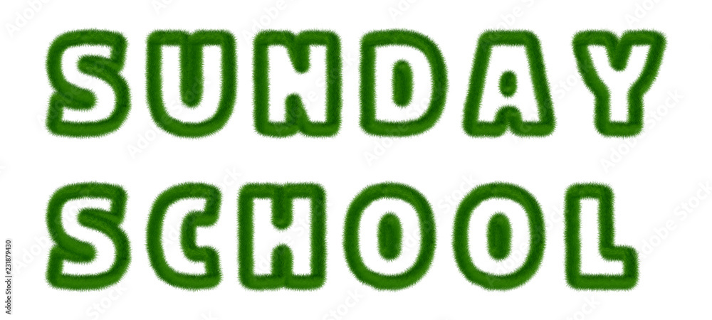 Sunday School - text written with grass Stock Illustration | Adobe Stock