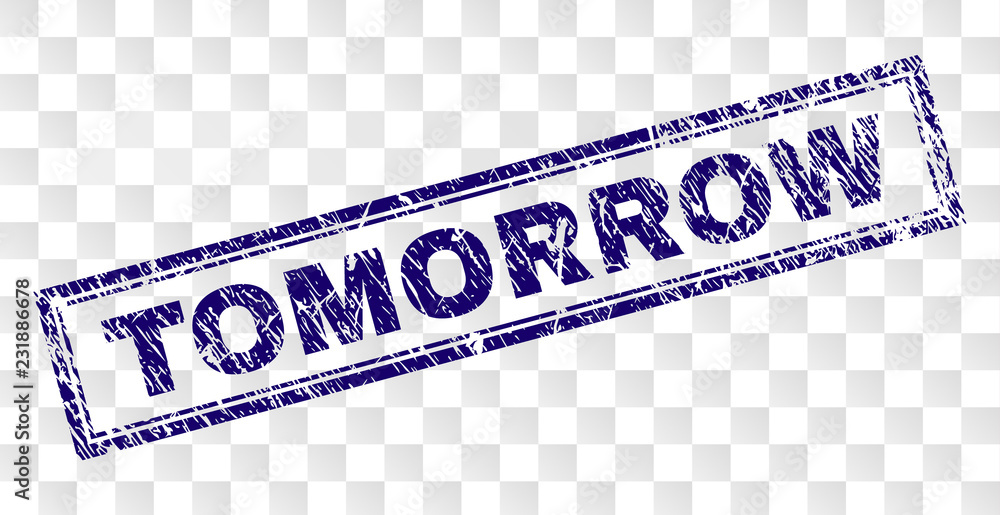 TOMORROW stamp seal print with rubber print style and double framed ...